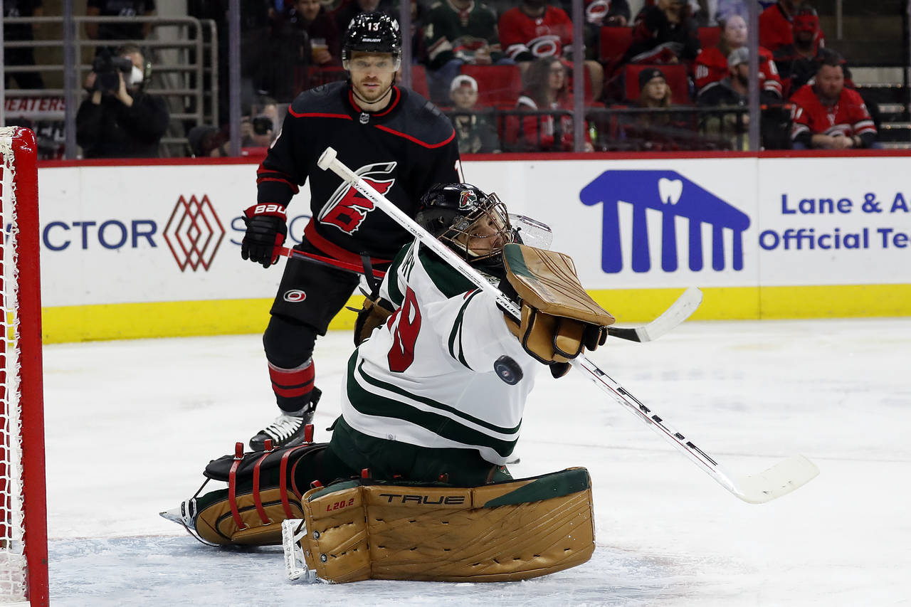 Fleury stays unbeaten with Wild with 3-1 win over Hurricanes - Seattle ...