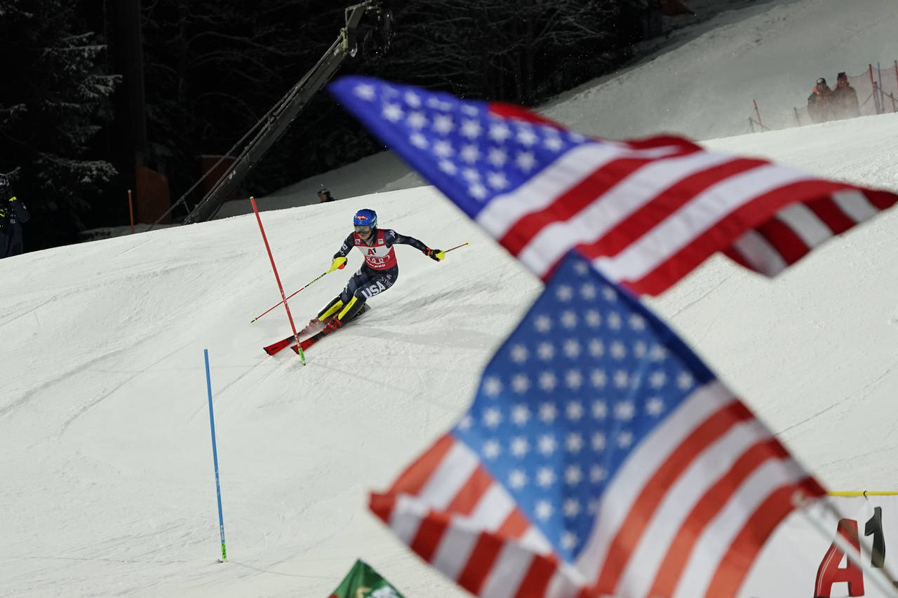 Record on hold as ill Shiffrin finishes 2nd in night slalom
