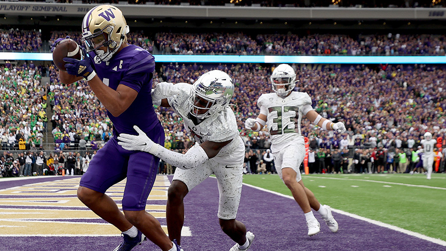 Late TD by Penix lifts UW Huskies to 36-33 wild win over Oregon